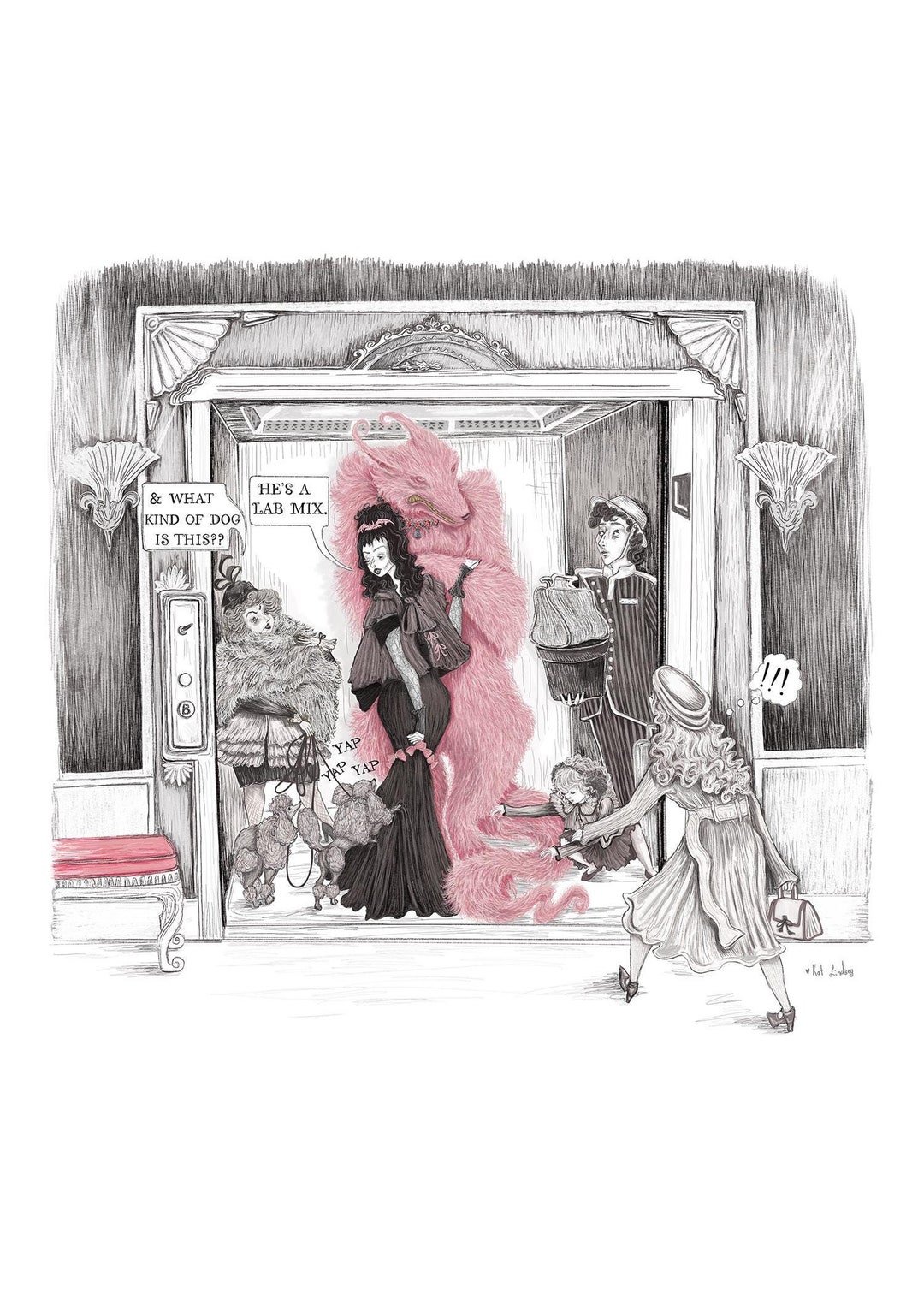 Darkla & Tourmaline's Elevator Social - Fine Art Print - by Kat Lindsey ...
