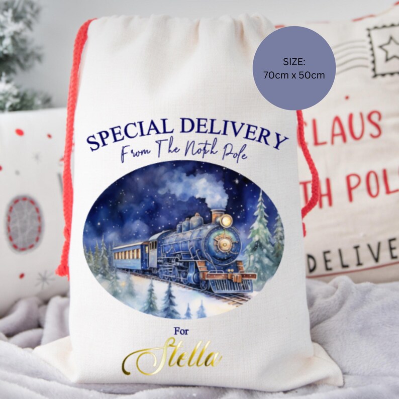 Personalized Polar Express Christmas Sack: Train Gift Bag, North Pole ...