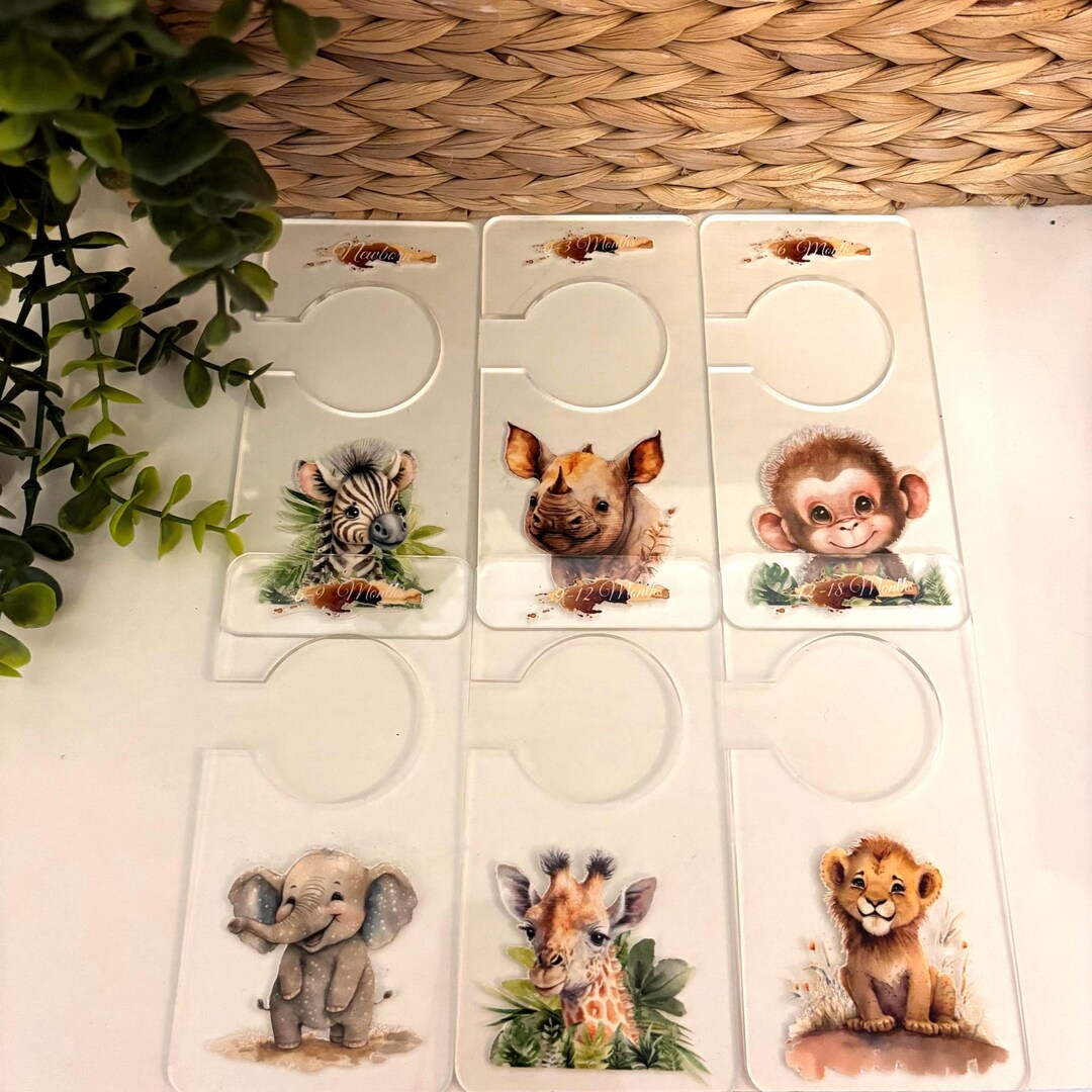 Safari Animal Baby Wardrobe Dividers: Jungle Nursery Decor, Acrylic ...