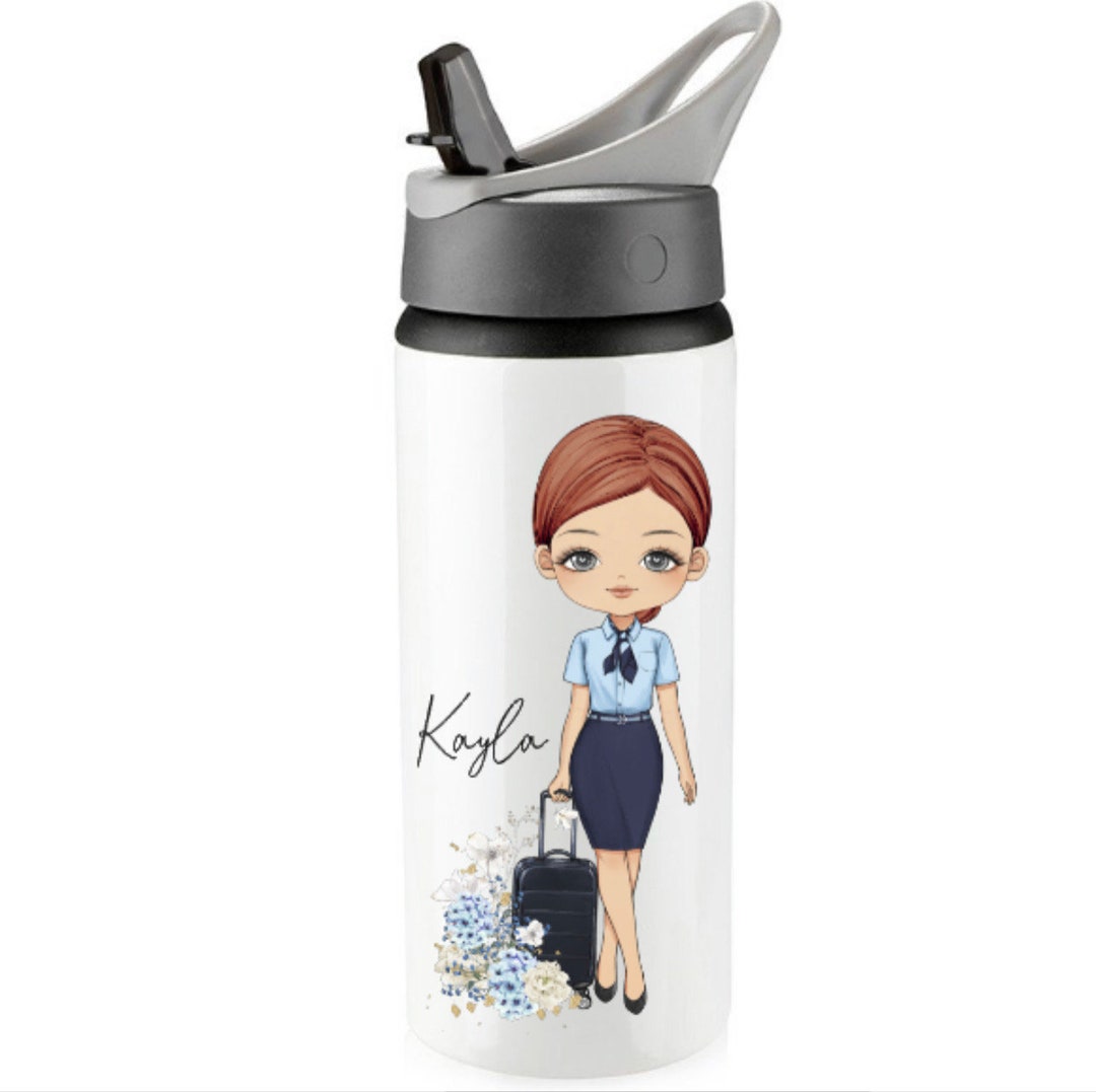 Personalised Flight Attendant Water Bottle, Gifts for Her, Air Hostess ...