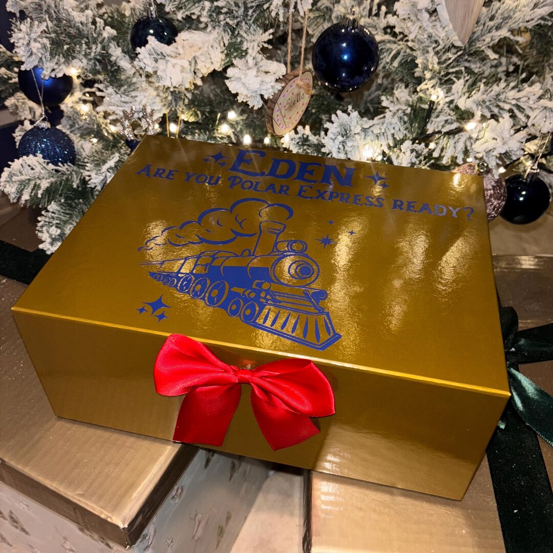 Personalized Polar Express Gift Box: Gold Magnetic Keepsake Box - Etsy
