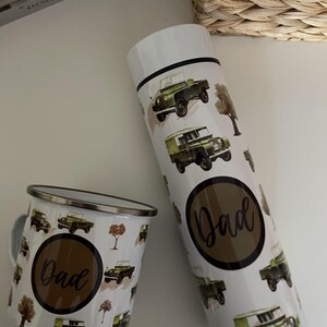 Personalised Flask & Mug Set , Land Rover Gifts, Water Bottle, Vintage ...