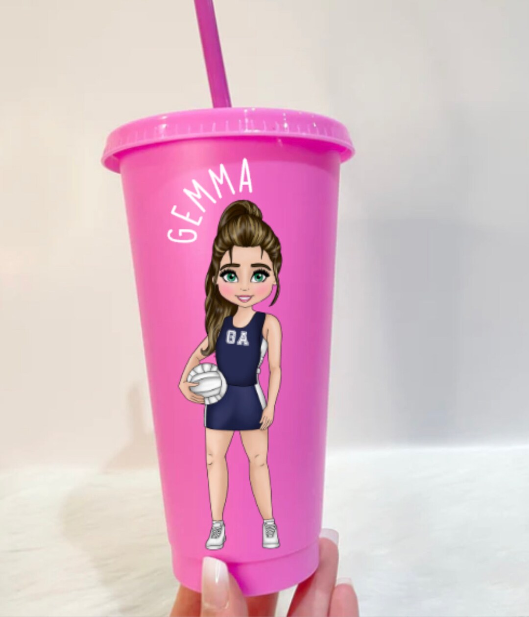 Personalised Netball Cold Cups, Netball Gifts for Her, Character Cups ...