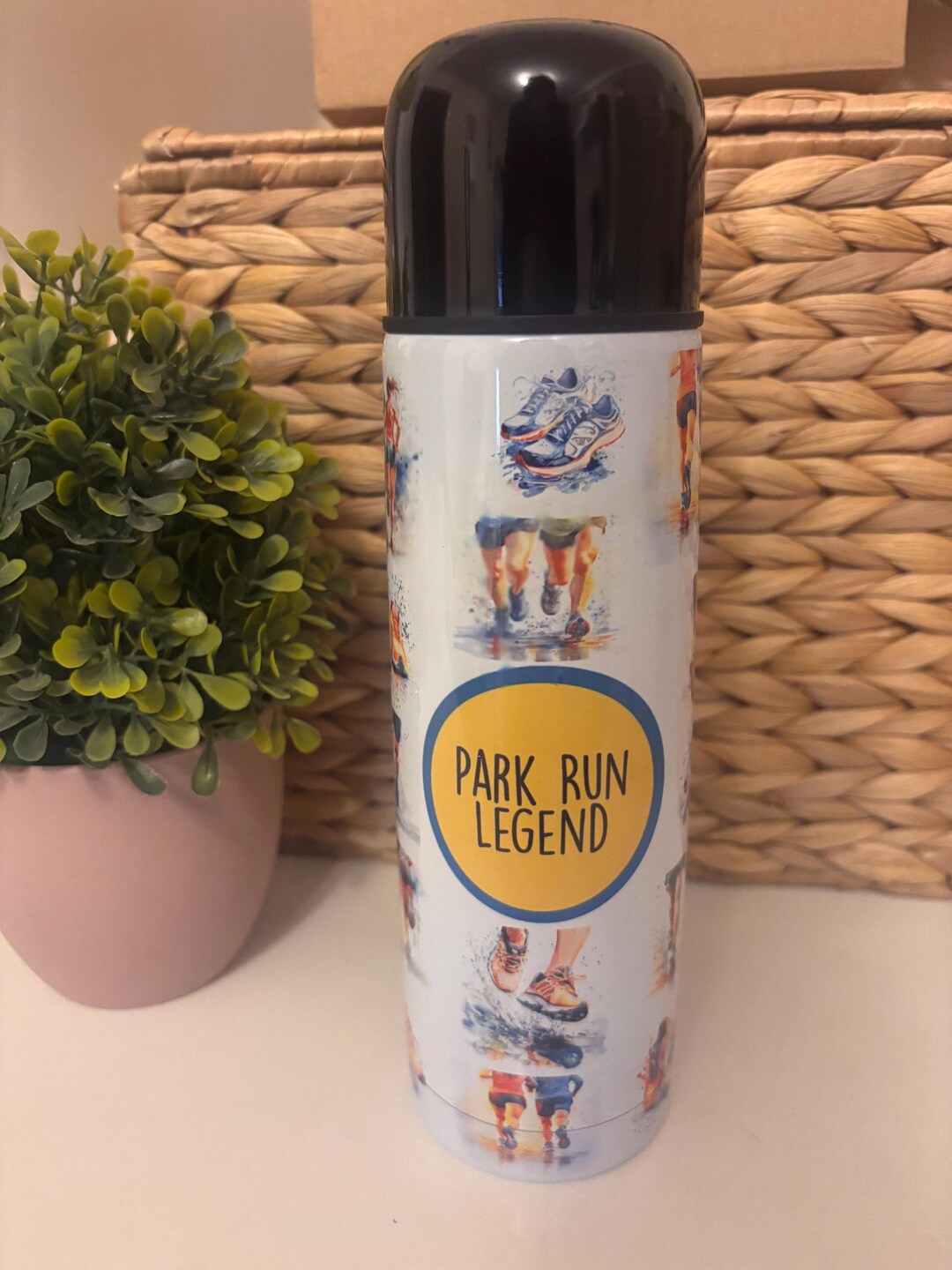 Personalized Running Flask: 600ml Double Walled Thermos Water Bottle ...