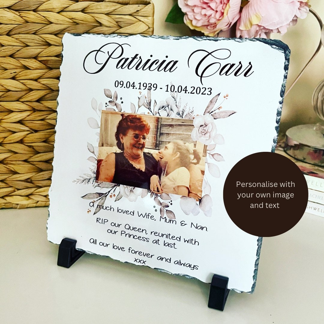 Personalized Memorial Photo Slate: Remembrance Plaque, Keepsake, Family ...