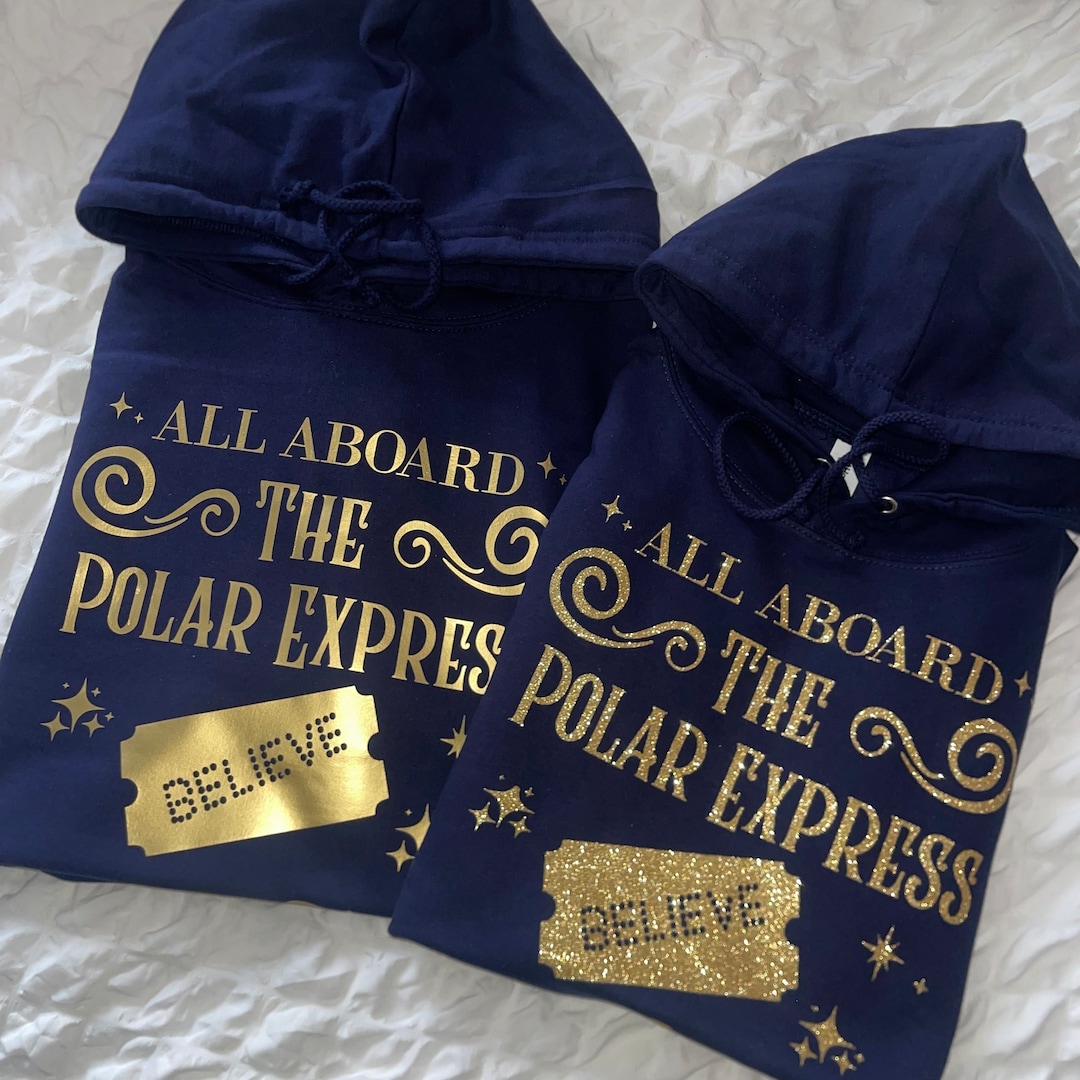Adult Polar Express Hoodie, Personalised Hoodie, Polar Express Trip ...