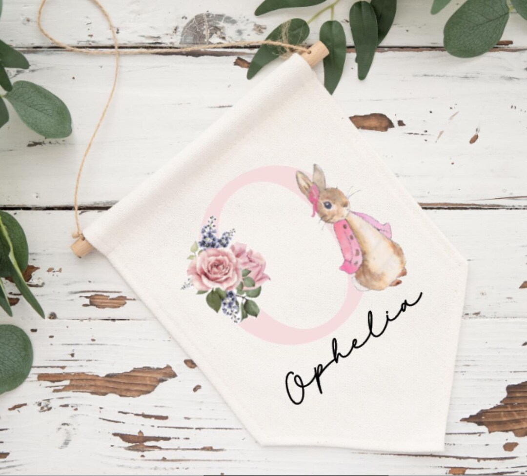 Personalised Pennant Flag, Peter Rabbit, Girls Bedroom Decor, Flopsy ...