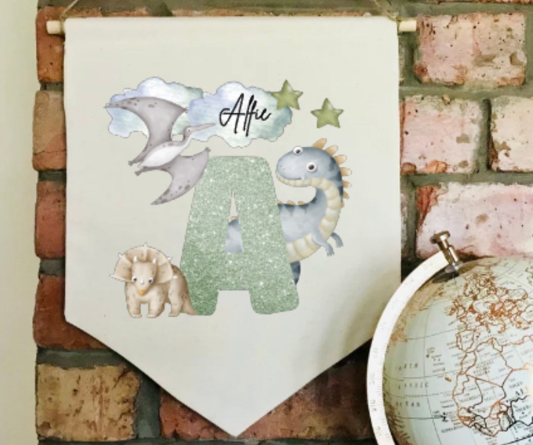 Dinosaur Pennant Flag Dino Decor Boys Decor Personalised - Etsy