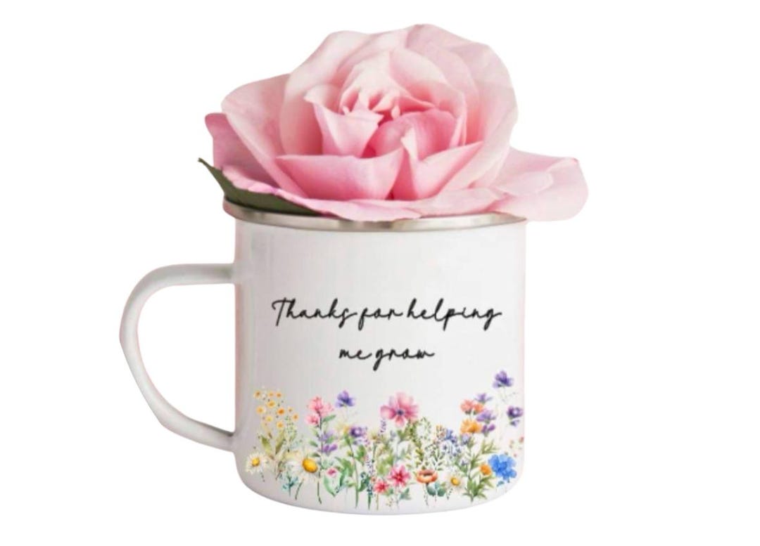 Teacher Gift, Teacher Mug, Thank You for Helping Me Grow, Wild Flower ...