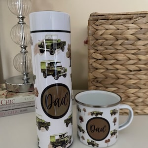 Personalised Flask & Mug Set , Land Rover Gifts, Water Bottle, Vintage ...