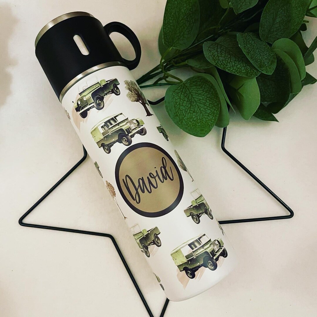 Personalized Land Rover Flask, Vintage Car Water Bottle, Classic Cars ...