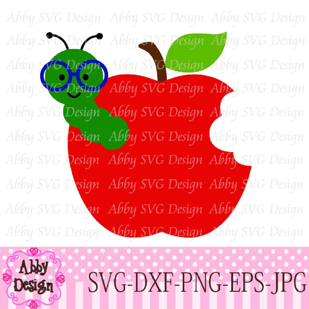 Back to School Worm With Apple Cut File Eps,png,dxf and Svg File for ...