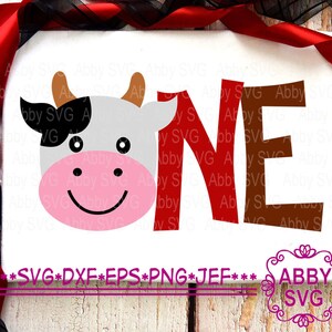 Cow One Birthday Cut File Eps,png,dxf and Svg File for the Cutting ...