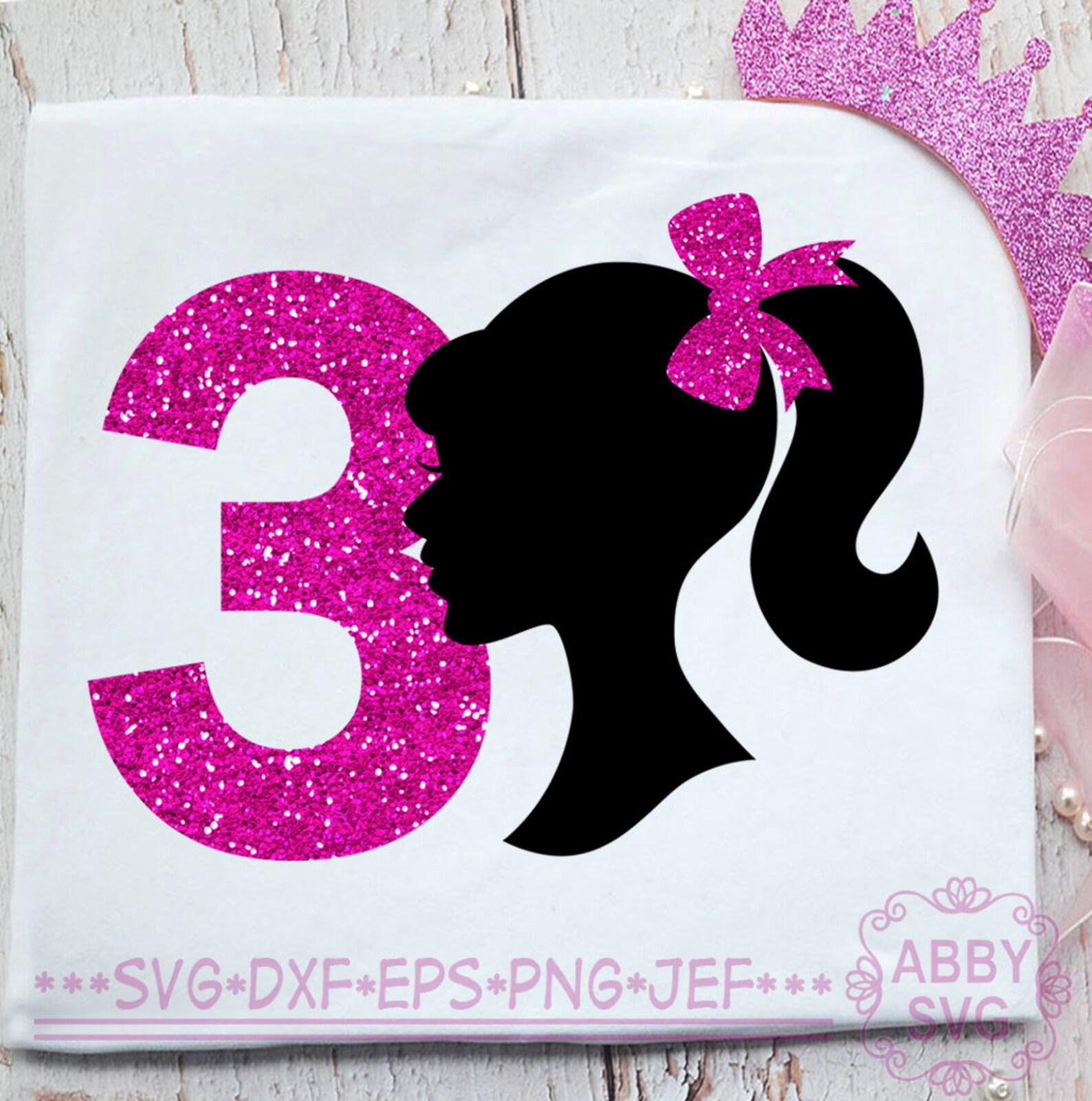 Barbie Svgbarbie Number 3 Svgbirthday Girl Svgthird | Etsy UK