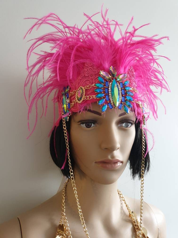 Burning Man Jewelled Ostrich Feather Headdress Headress Headpiece ...