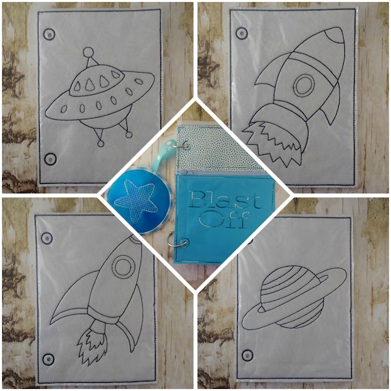 Blast off Coloring Book Embroidery Design ITH Embroidery | Etsy