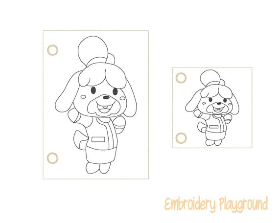 Isabelle Coloring Page Embroidery Design ITH Embroidery | Etsy