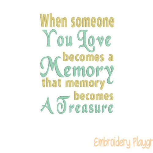 Memorial Memory Pillow Poem Embroidery Design Heirloom Machine | Etsy