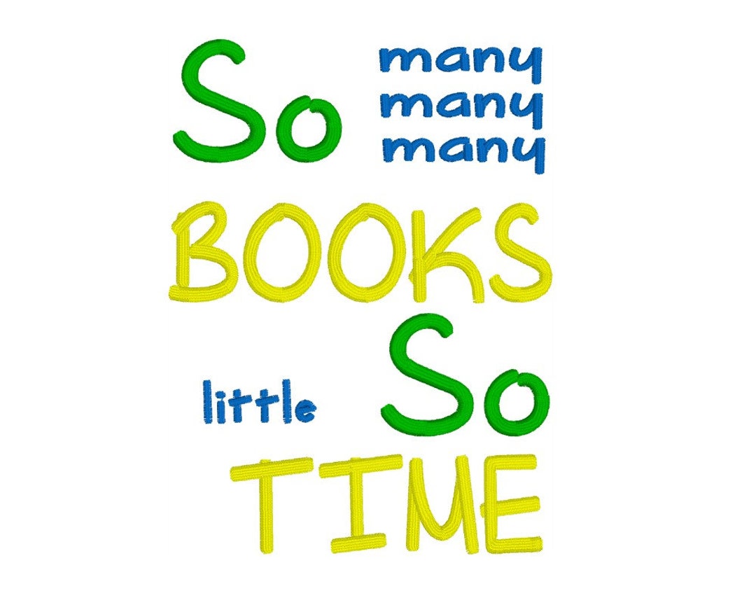 Embroidery Design - so Many Books - Reading Pillow Design - Embroidery ...