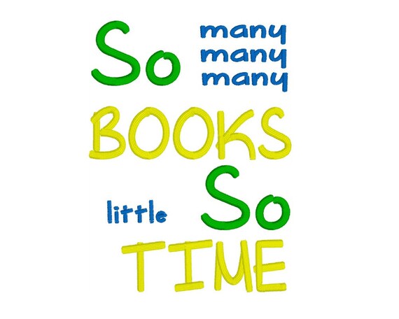 Embroidery Design so Many Books Reading Pillow Design | Etsy