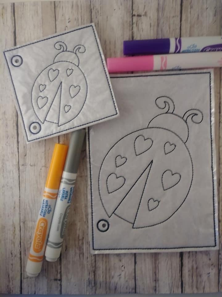 Ladybug Coloring Page Embroidery Design ITH Embroidery | Etsy