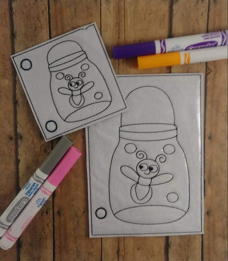 Firefly Bug Jar Coloring Page Embroidery Design ITH | Etsy