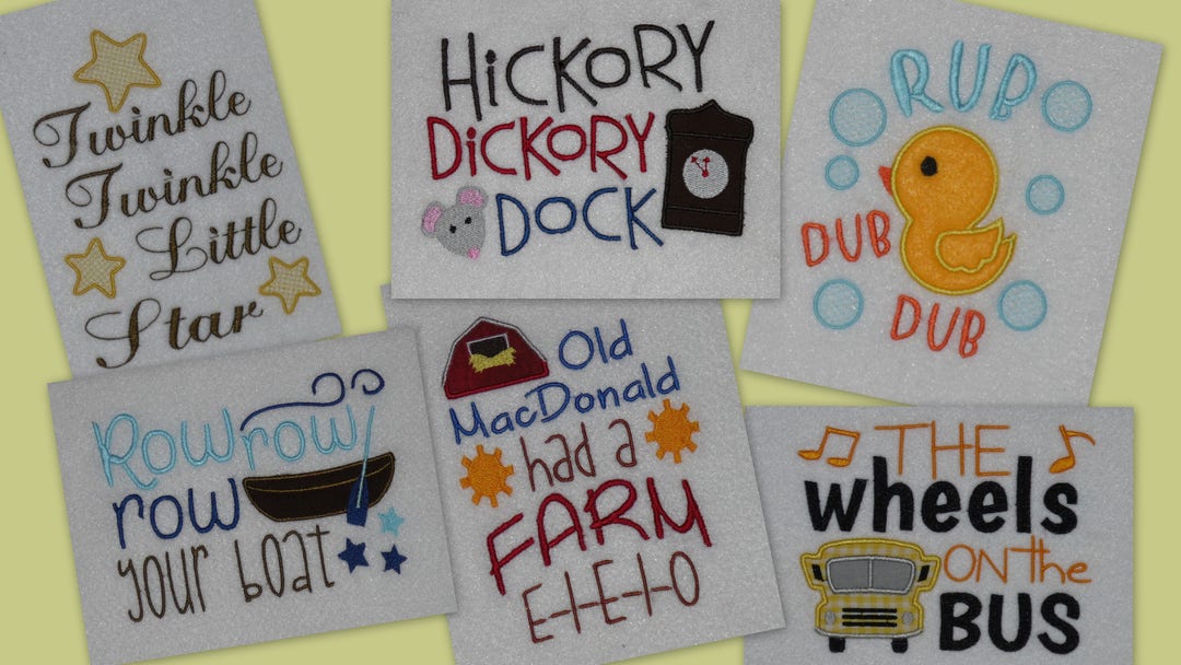Nursery Rhyme Design Set - Nursery Decor - Machine Embroidery ...