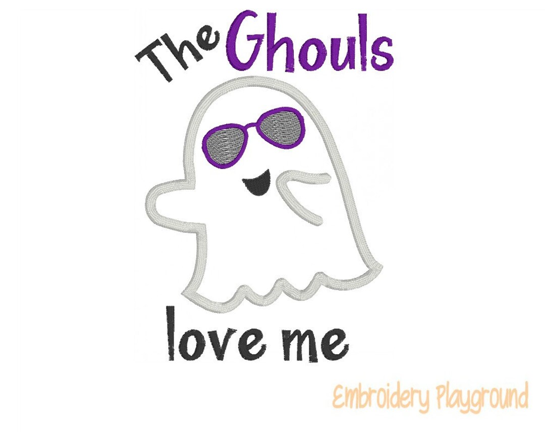 Boy Ghost the Ghouls Love Me Embroidery Design Ghost Applique Cool ...