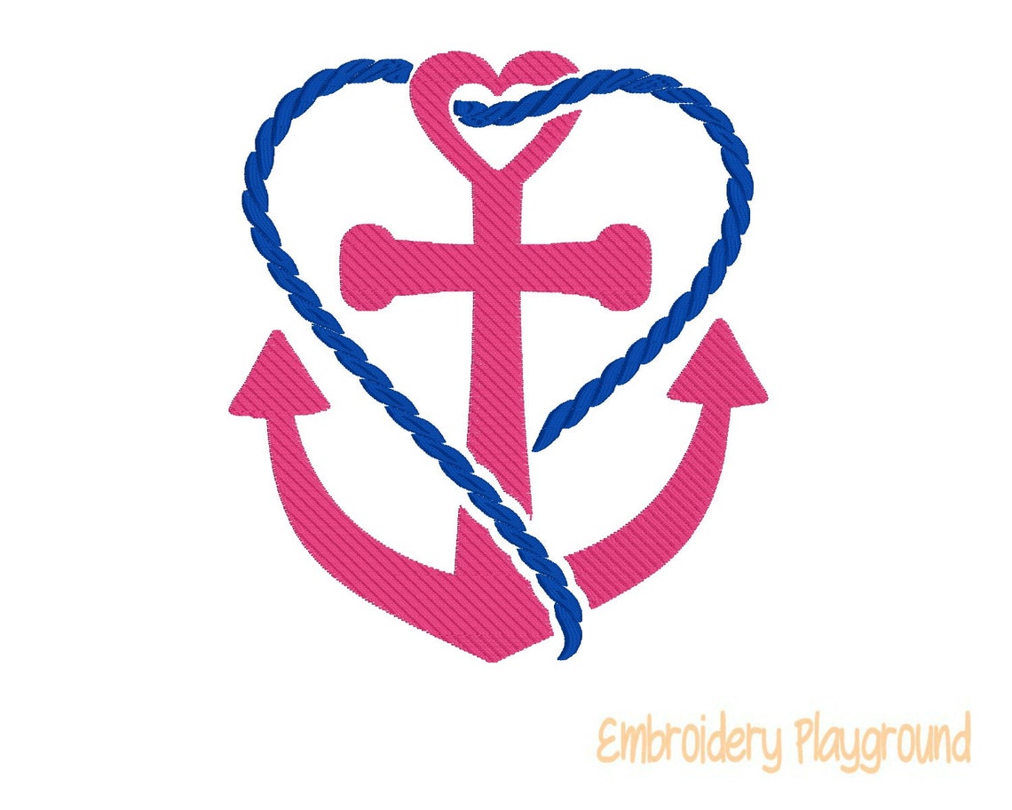 Heart Anchor Embroidery Design Boat Anchor Anchored in - Etsy