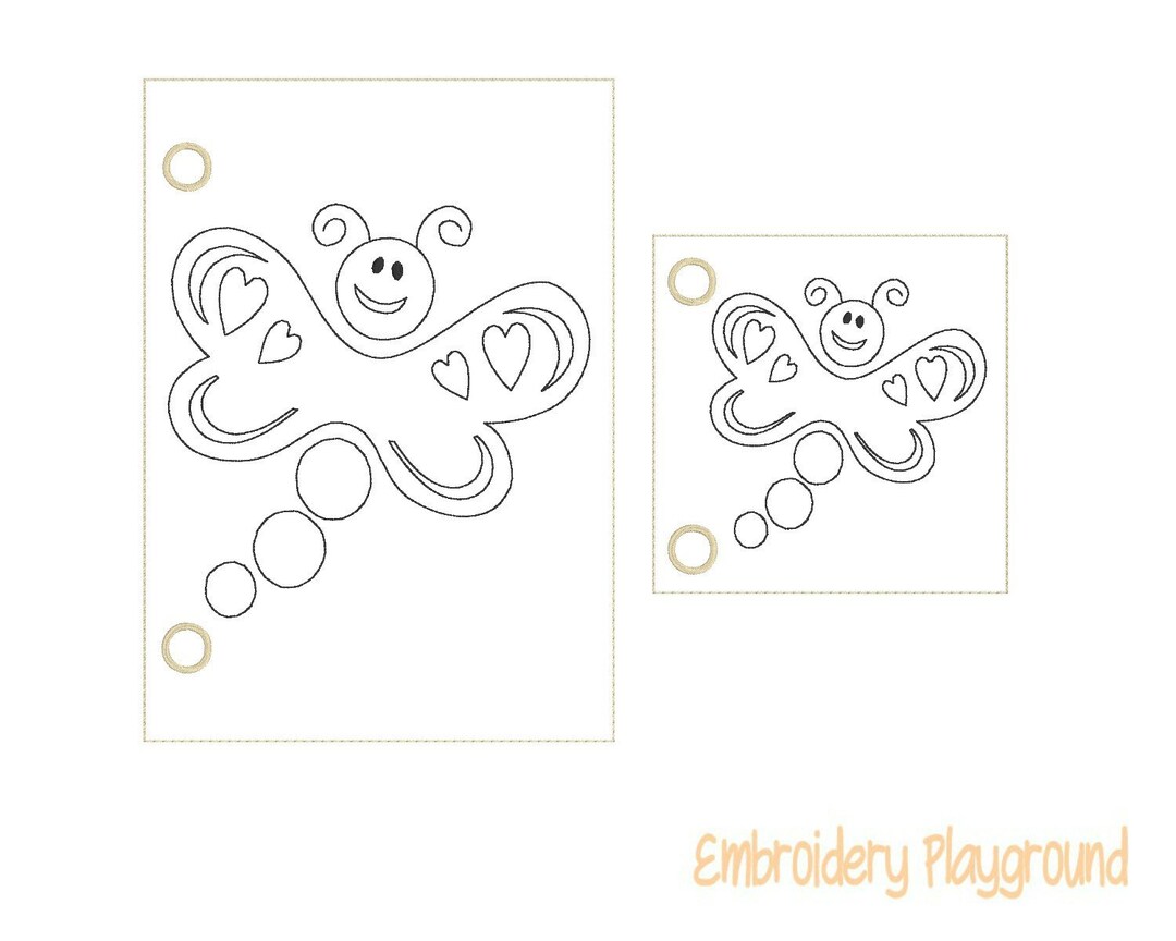 Dragonfly Coloring Page Embroidery Design - ITH Embroidery Design ...