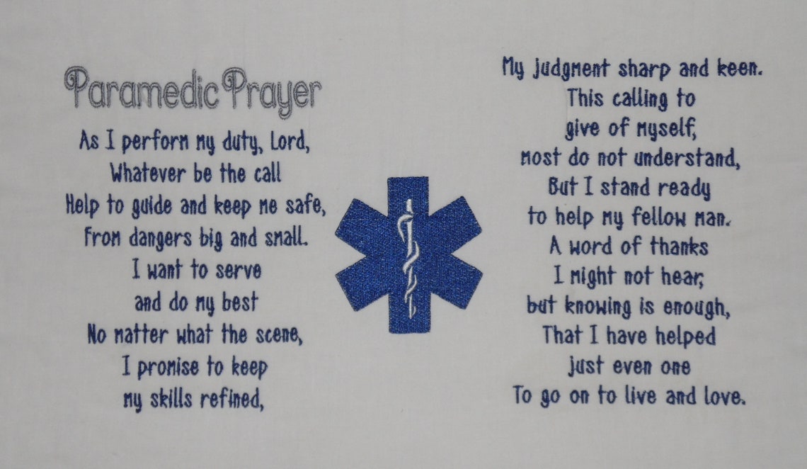 Oración del paramédico EMT Diciendo Paramédico Diseño de - Etsy México