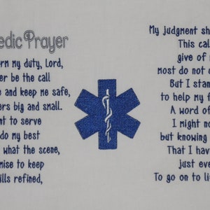 Paramedic's Prayer - EMT Saying - Paramedic - Embroidery Design ...