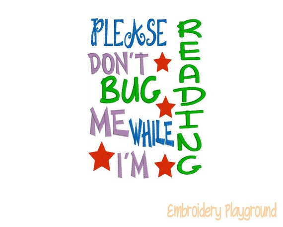 Don't Bug Me Reading Pillow Design Embroidery Design | Etsy