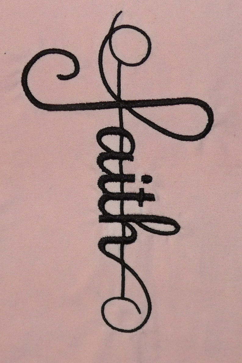 Scroll Cross Embroidery Design Faith Cross Christian - Etsy