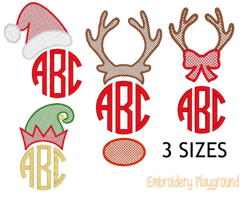 Christmas Monogram Toppers Monogram Frames Embroidery - Etsy