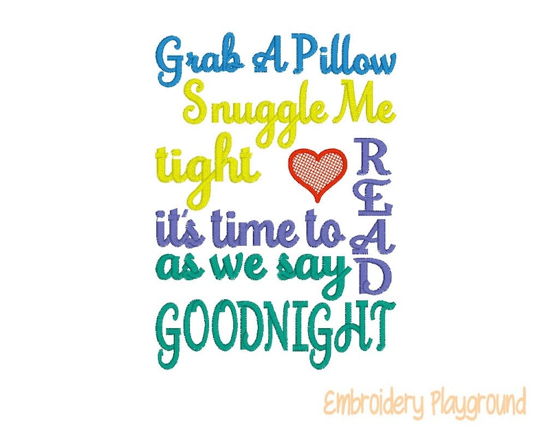 Embroidery Design - Snuggle Me Tight - Reading Pillow Design - Time for ...