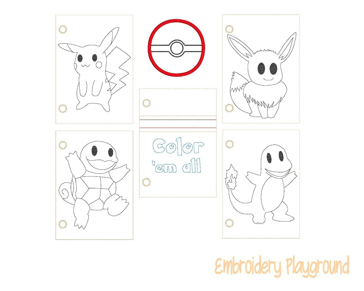 Color Em All Coloring Book Embroidery Design ITH Embroidery - Etsy