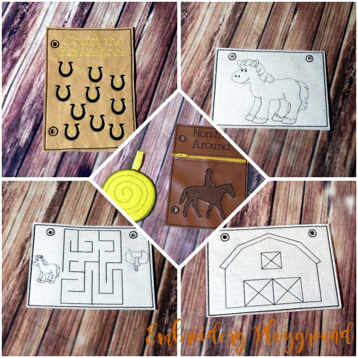 Horse Theme Coloring Book Embroidery Design ITH Embroidery | Etsy