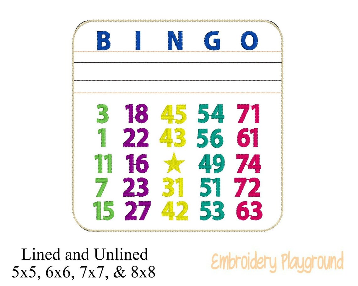 Bingo Bag Embroidery Design Machine Embroidery Design - Etsy