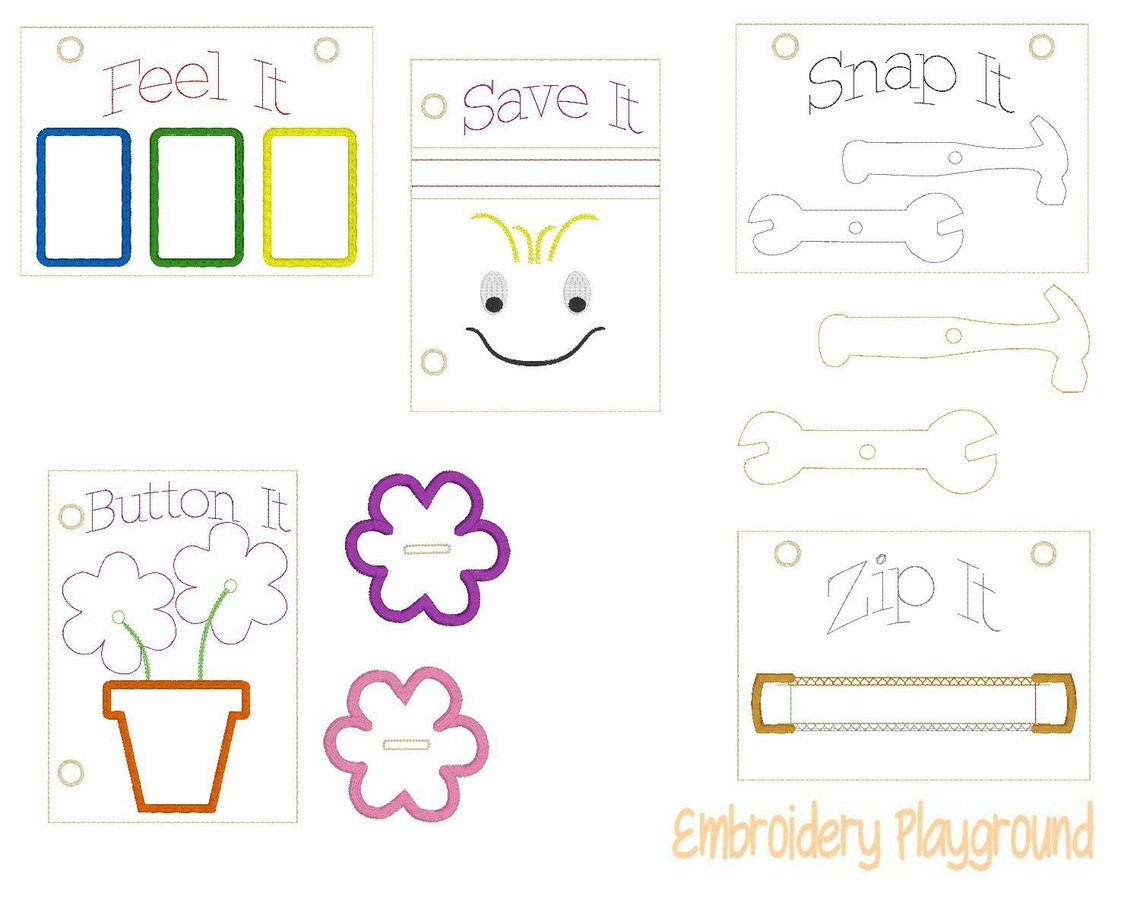 Fidget Activity Book Embroidery Design - ITH Embroidery Design ...