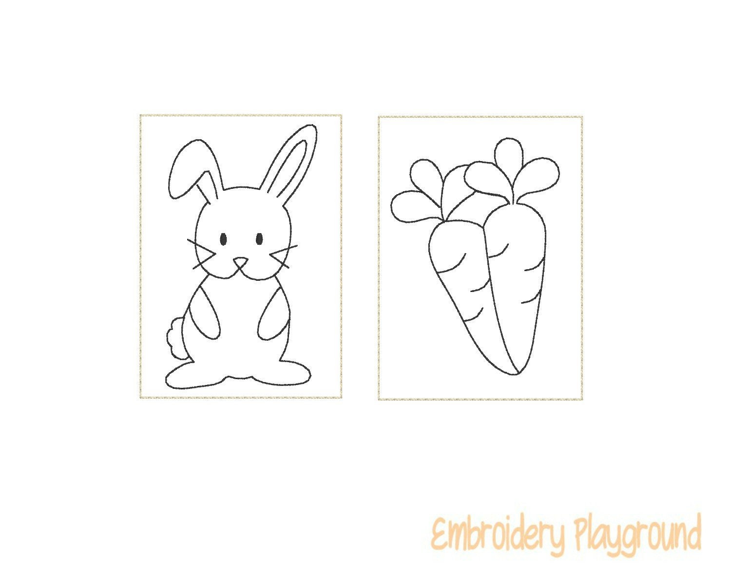 Bunny Carrot Mini Coloring Page Embroidery Design ITH | Etsy
