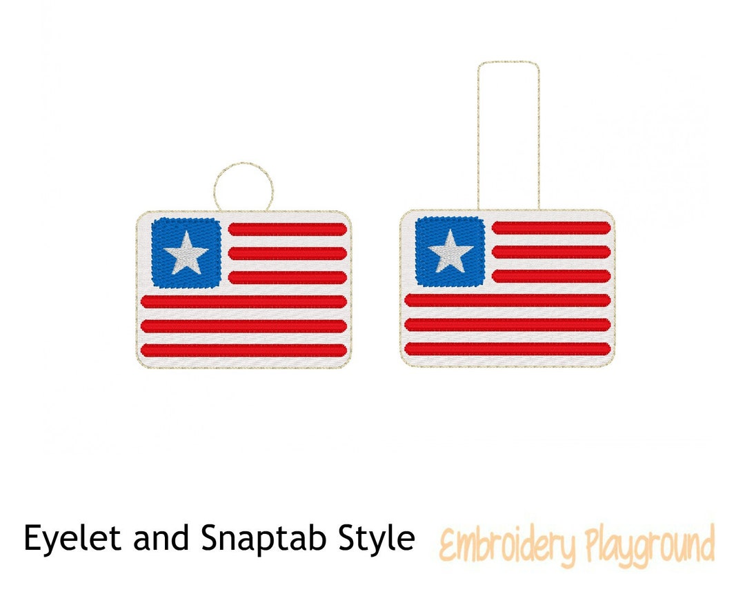 American Flag Key Fob Snaptab Embroidery Design - Embroidery Pattern - Etsy