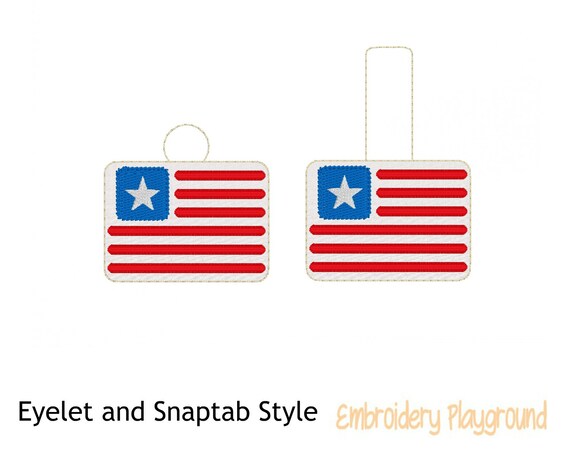 American Flag Key Fob Embroidery Pattern Custom Jet Tags, Key Flags
