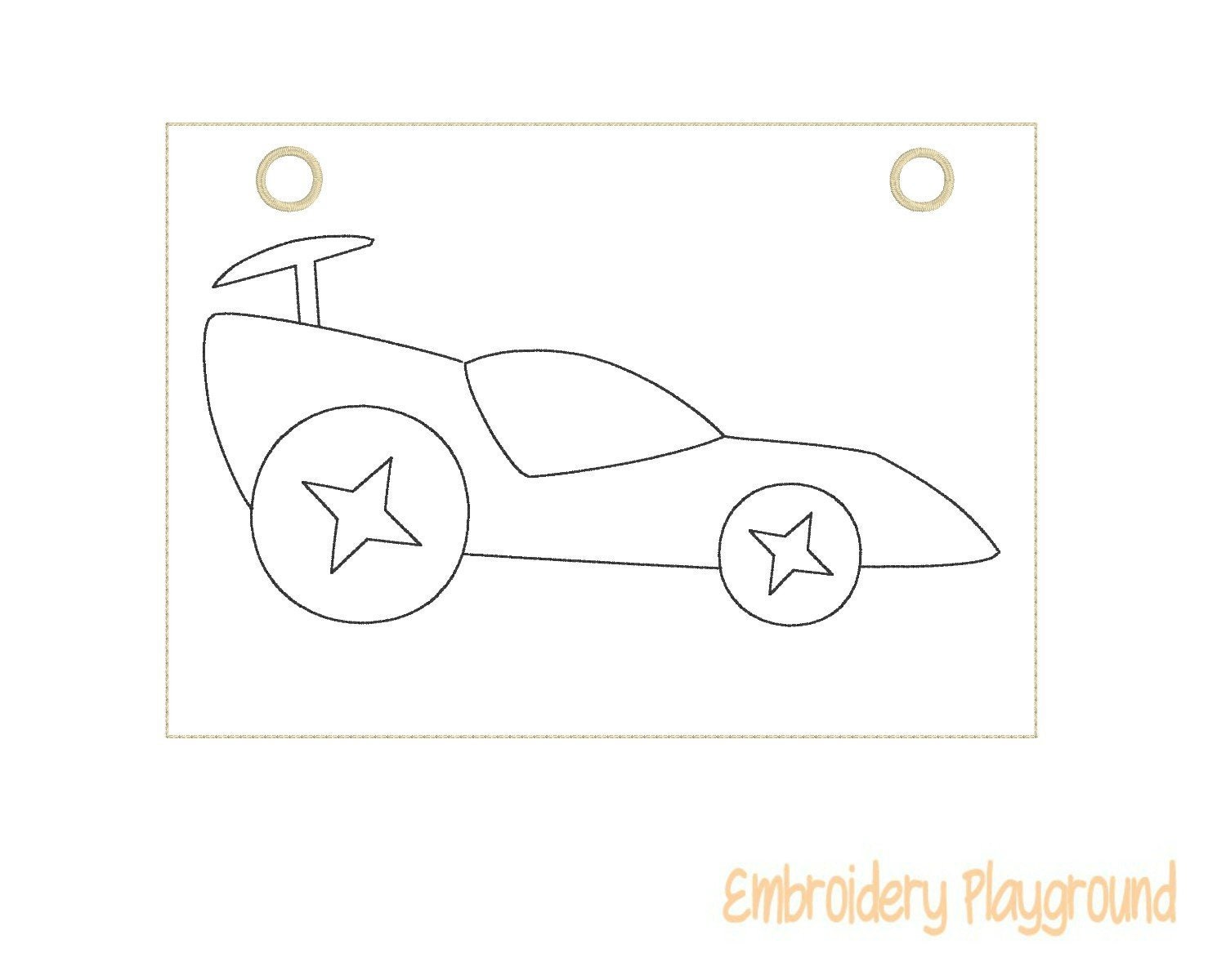 Drag Car Coloring Page Embroidery Design - ITH Embroidery Design ...