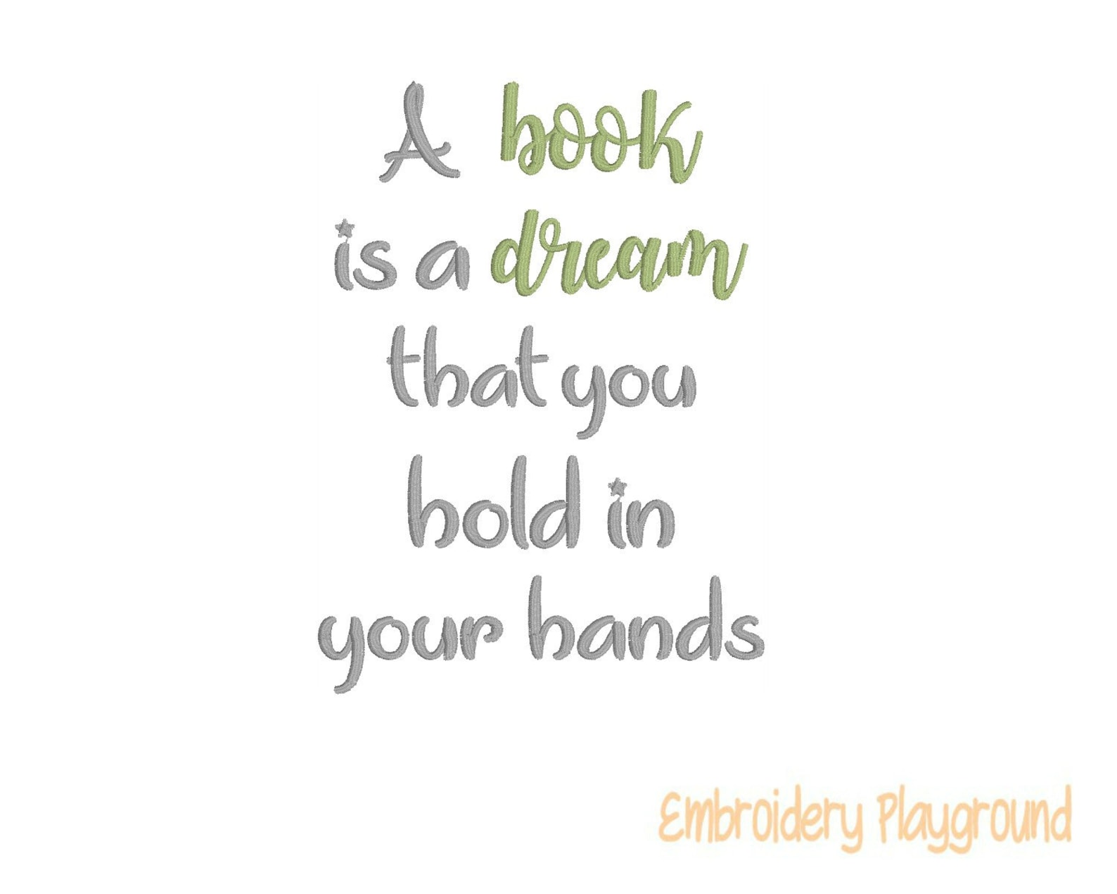 A Book is a Dream Embroidery Design Reading Pillow Design - Etsy