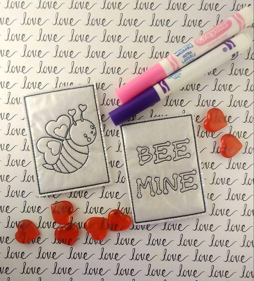 Bee Mine Mini Coloring Page Embroidery Design ITH Embroidery | Etsy