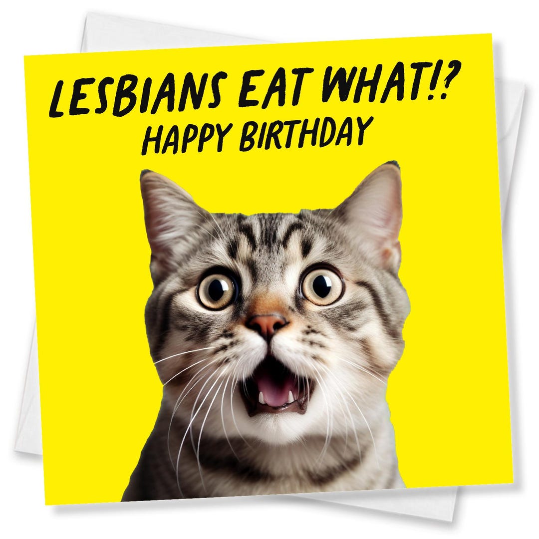Lesbian Birthday Card, LGBT Birthday Card, Lesbians Eat What Happy ...