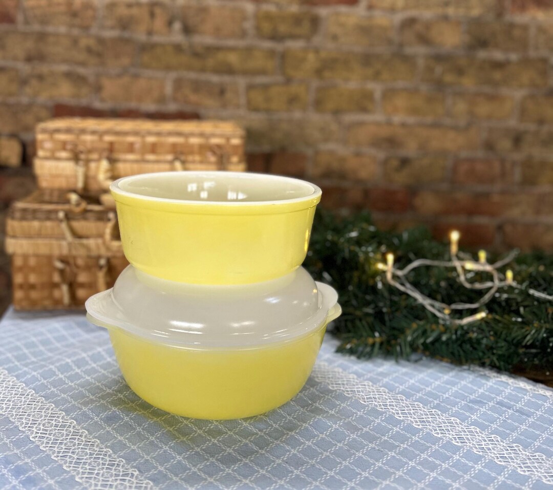 Vintage Yellow Arcopal Bowls-set of 2- French Glass Tableware. Retro ...