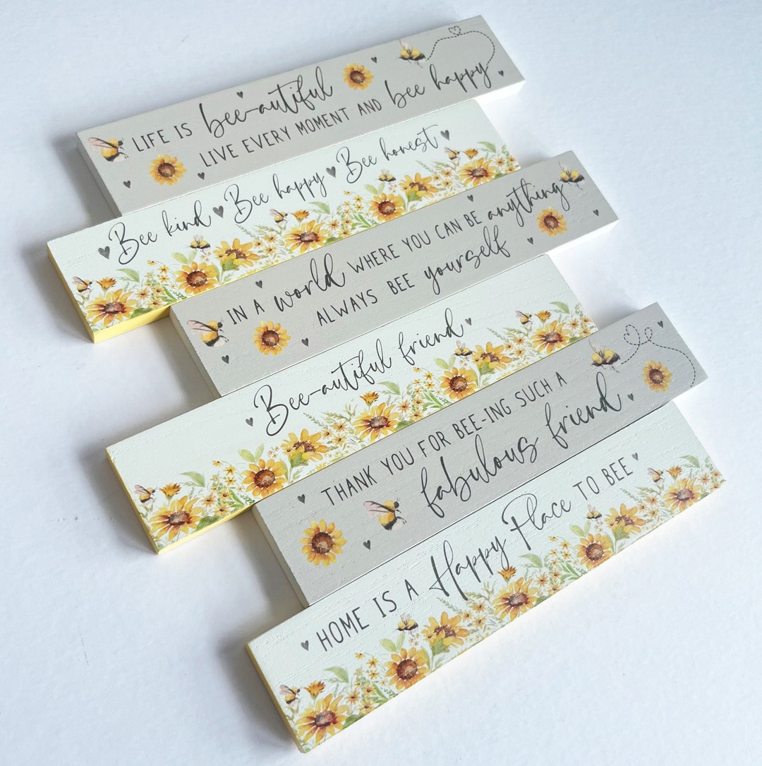 Small Wooden Plaques With Bee's and Flower's Wooden Quote Plaques Long ...