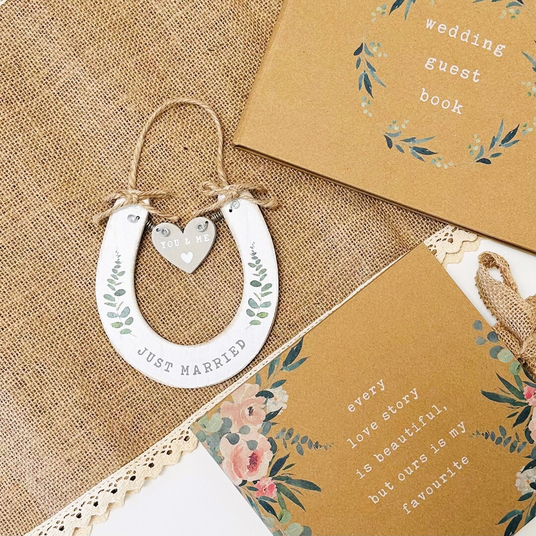 Good Luck Wedding Horseshoe Just Married White Floral Horseshoe You and ...